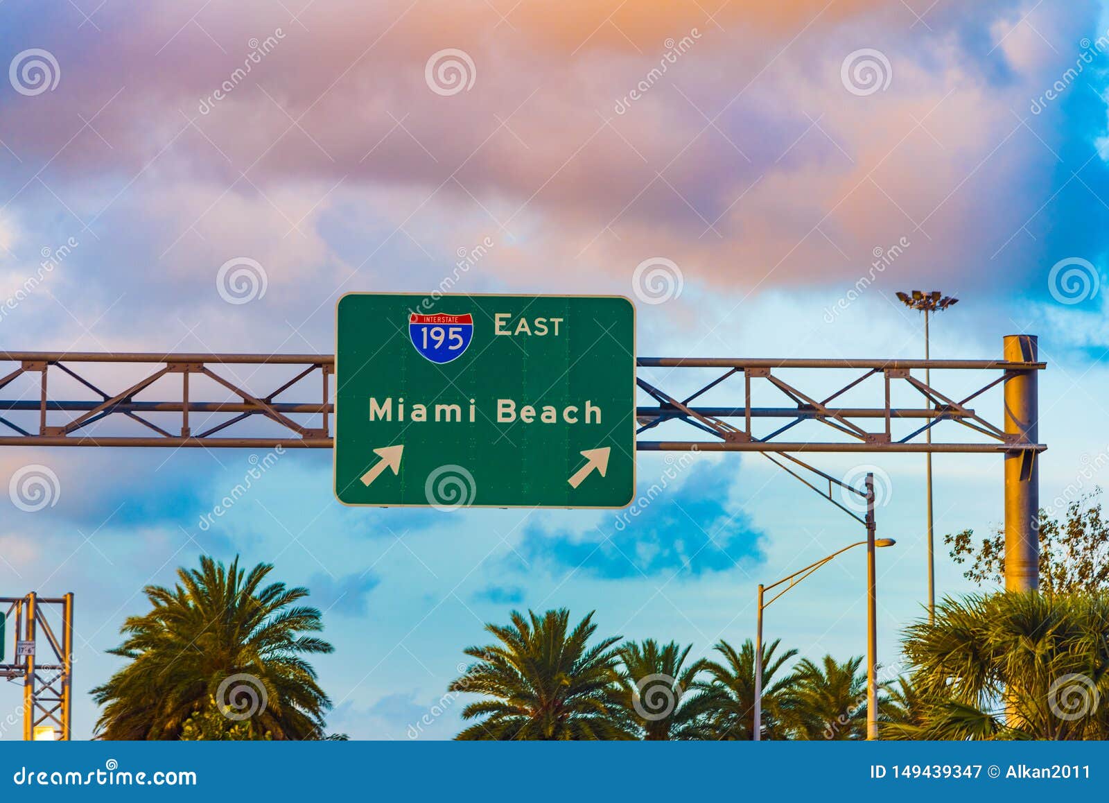 Miami Beach Exit Sign on 195 Interstate Freeway Stock Image - Image of ...