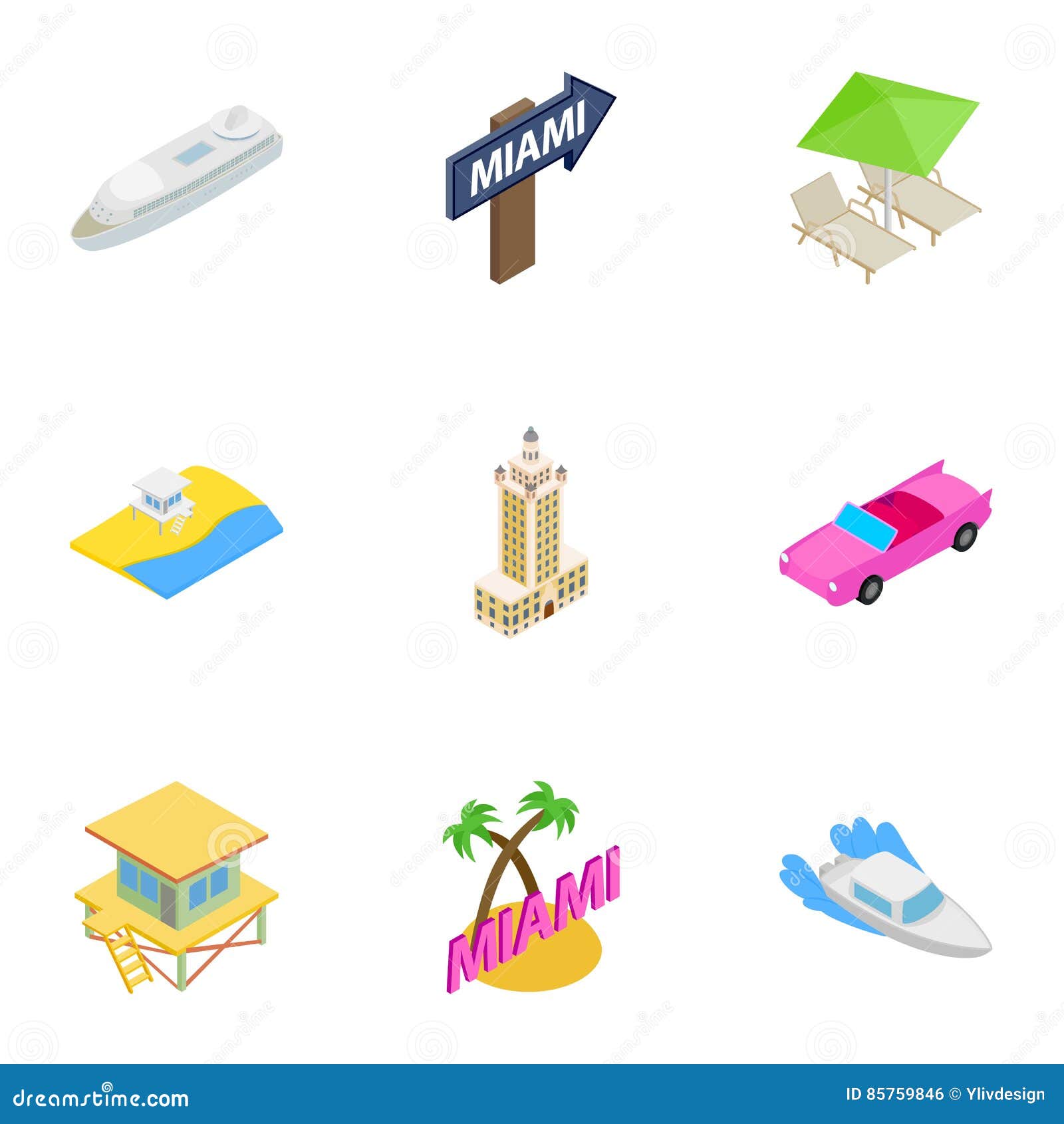 Florida Icons Collection. Cartoon Vector | CartoonDealer.com #232547491