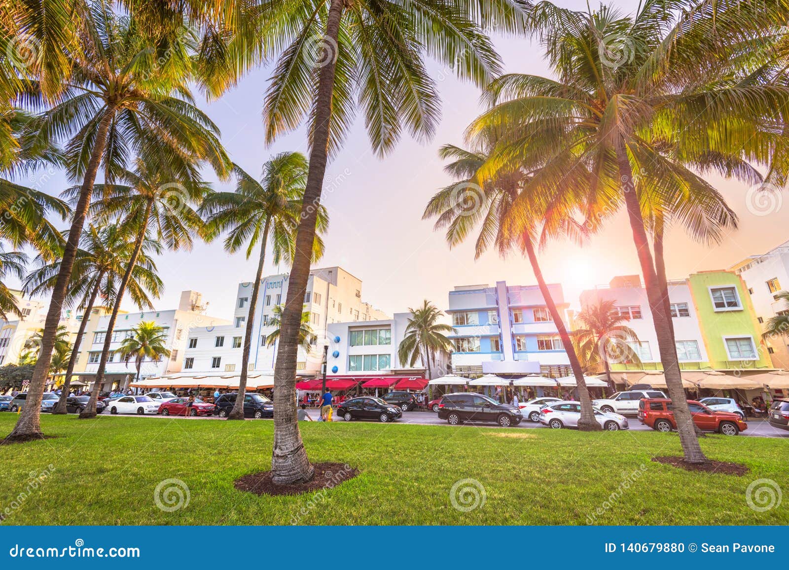 Miami Beach, Florida, USA on Ocean Drive Stock Photo - Image of evening ...