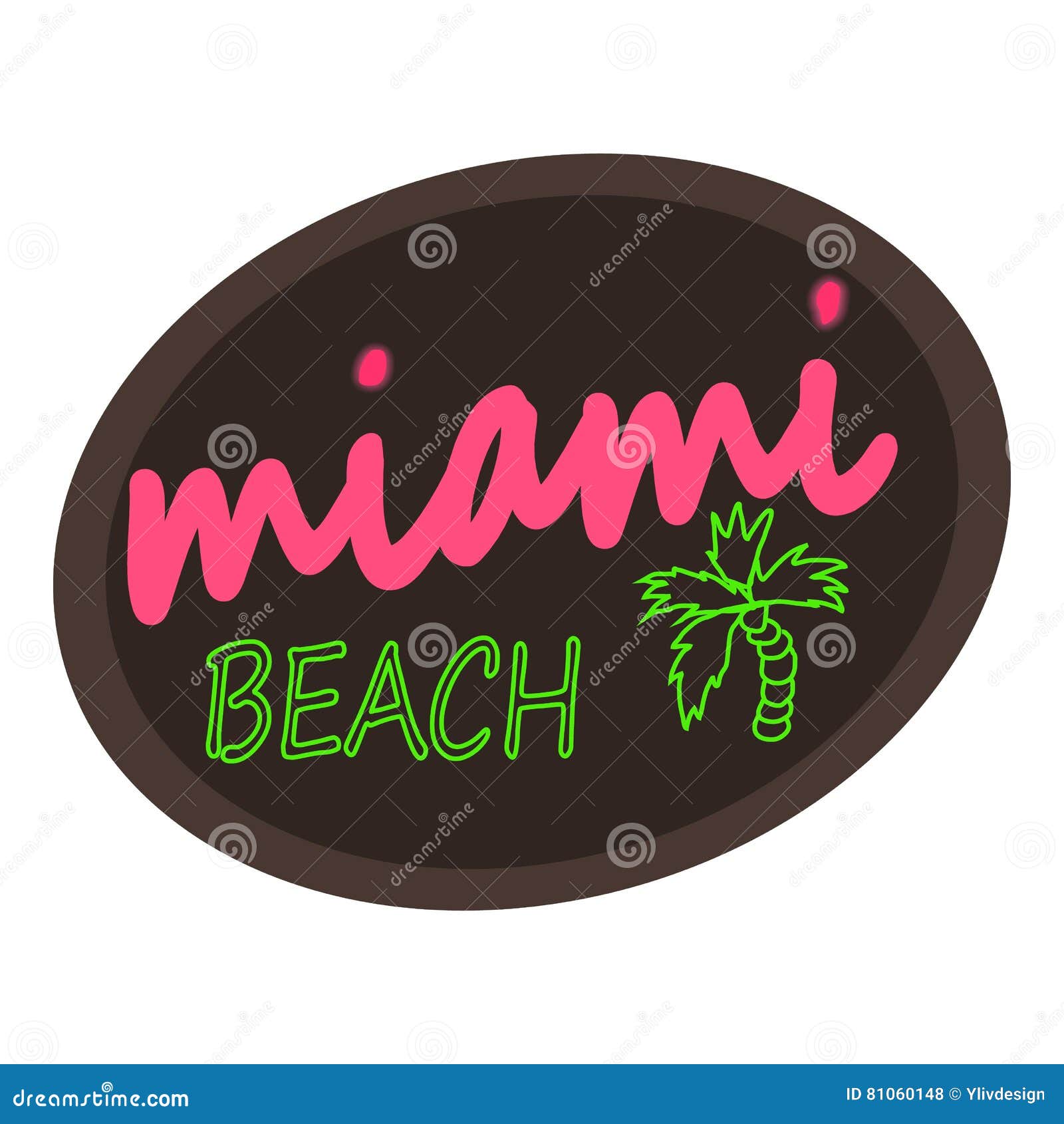 Miami Beach Logo, Cartoon Style Stock Vector - Illustration of green ...
