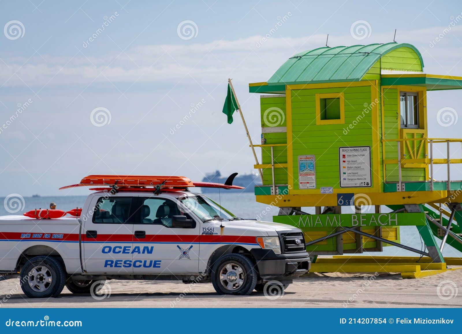 Miami Beach Ocean Rescue Spring Break 2021 Stock Photo - Image of ship ...