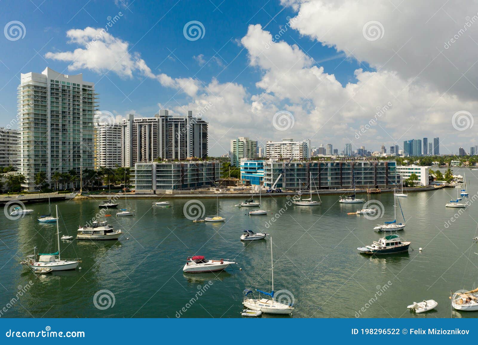 Miami Beach Scene Sailboats and Construction Sites Editorial ...