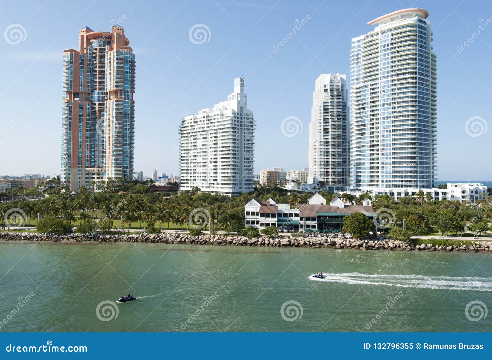 Miami Beach South Pointe Park Stock Image - Image of city, destination ...