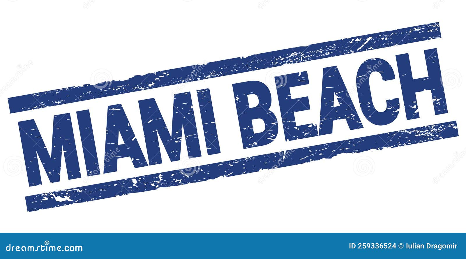 MIAMI BEACH Text on Blue Rectangle Stamp Sign Stock Photo - Image of ...