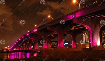 Miami Bridge at Night stock photo. Image of overpass, river - 4134928