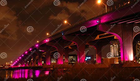 Miami Bridge at Night stock photo. Image of overpass, river - 4134928