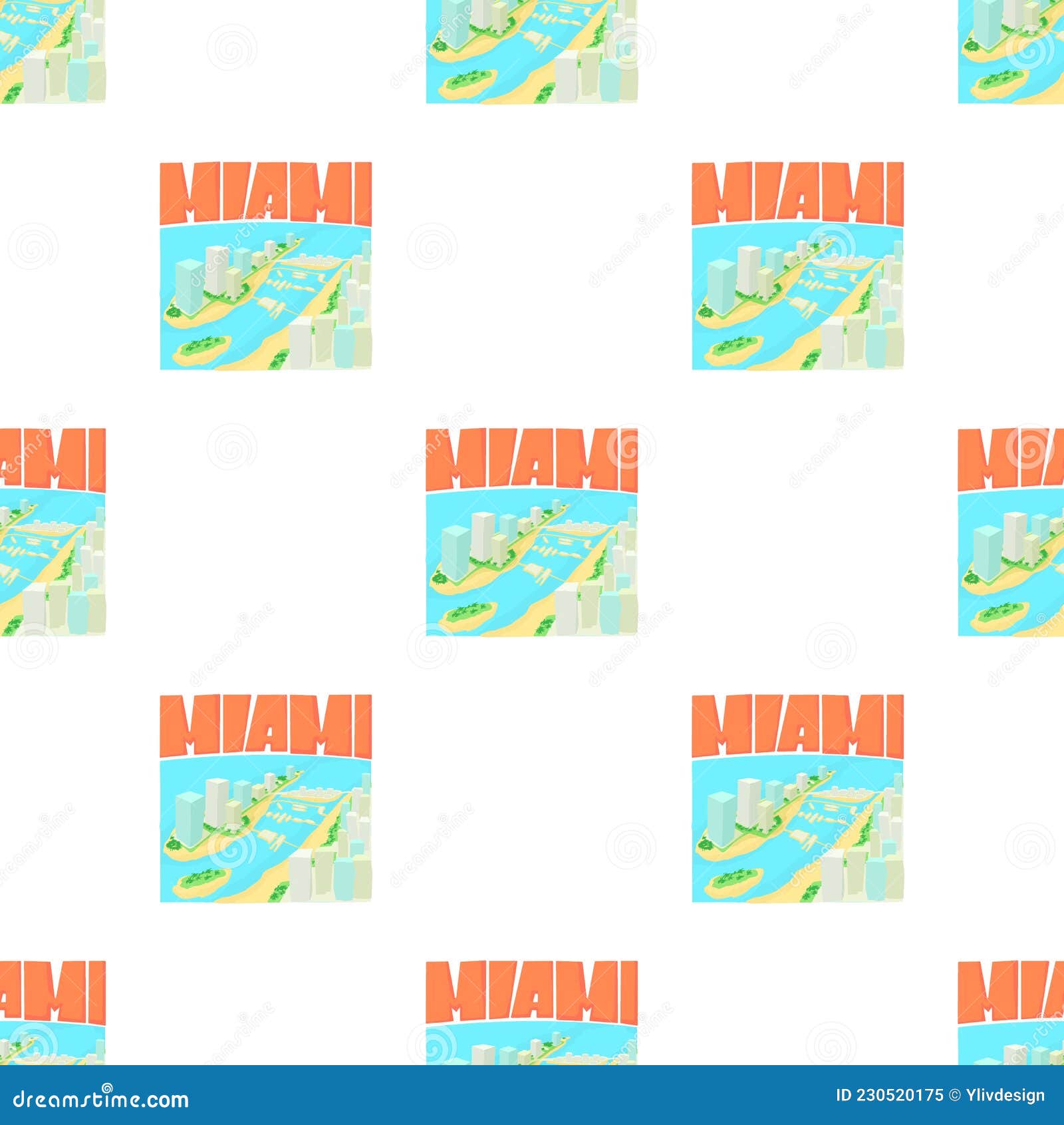 Miami City Concept, Cartoon Style Stock Vector - Illustration of miami ...