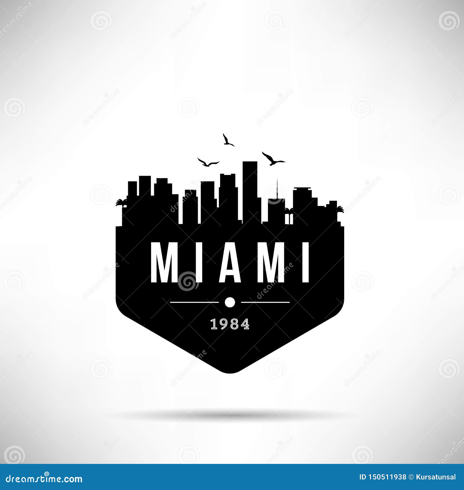 Miami City Modern Skyline Vector Template Stock Illustration ...