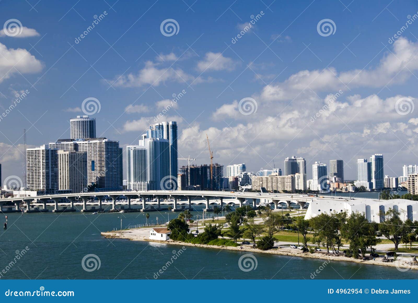 Miami City Skyline with Bridge Stock Photo - Image of skyline, miami ...