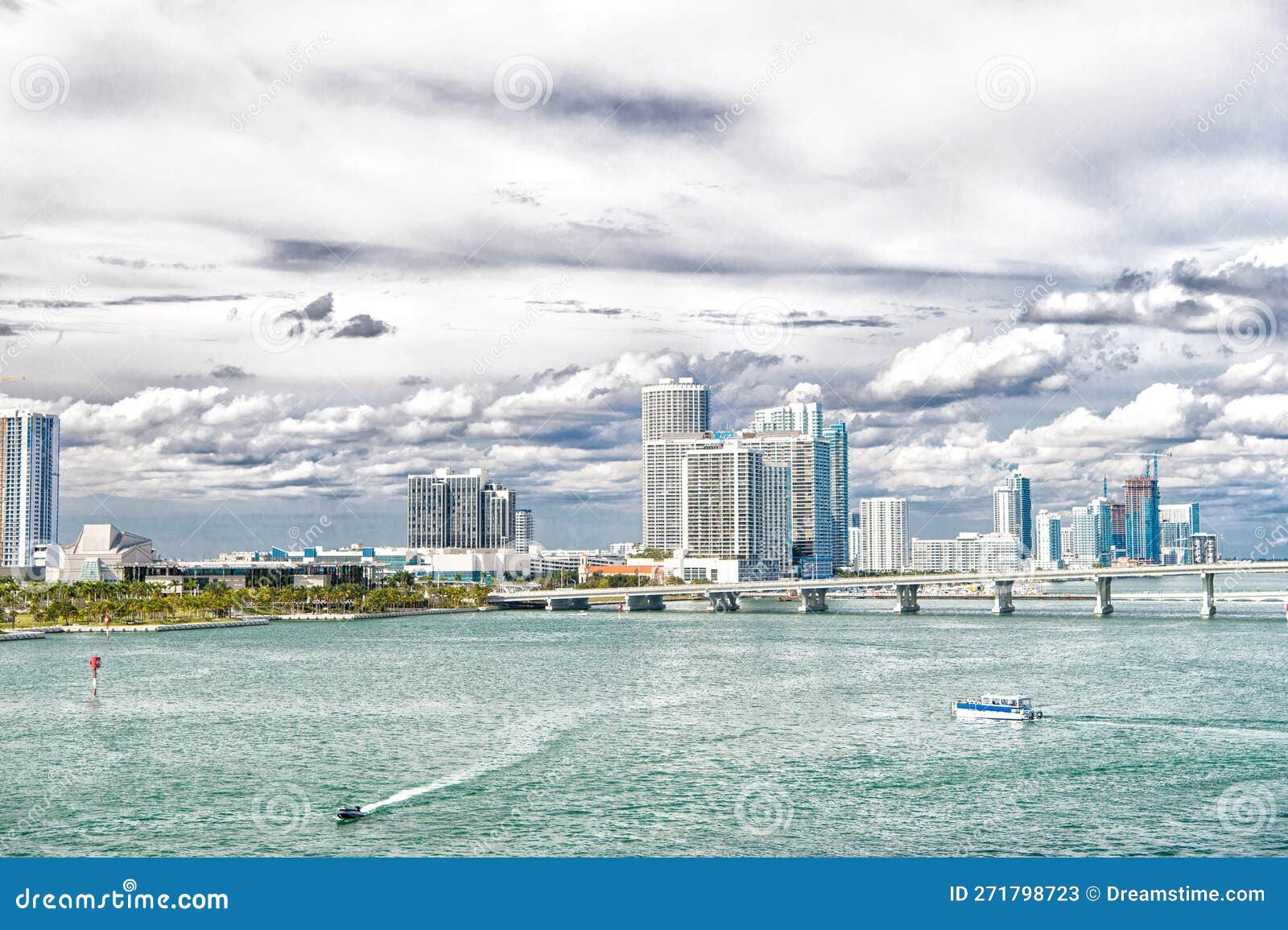 Miami Cityscape Metropolis at Cloudy Sky. Image of Miami Cityscape ...