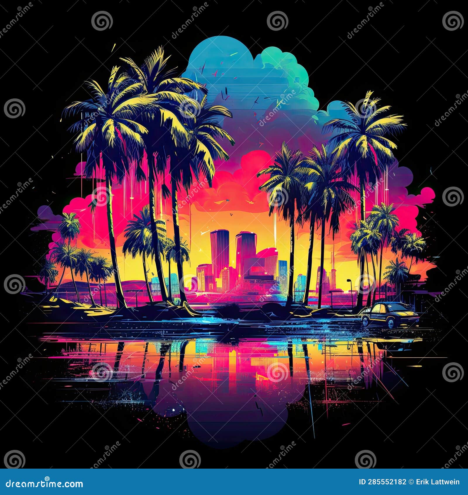 Miami Clip Art or T-Shirt Design Stock Illustration - Illustration of ...
