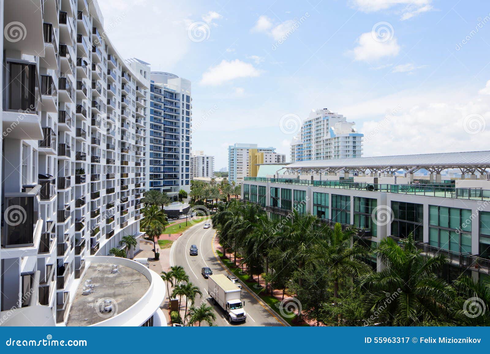 Miami Collins Avenue stock image. Image of design, truck - 55963317