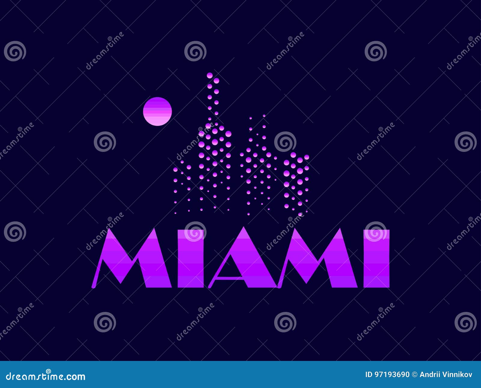 Miami, Emblem in the Style of the 80s. Points Symbolize the Skyscrapers ...