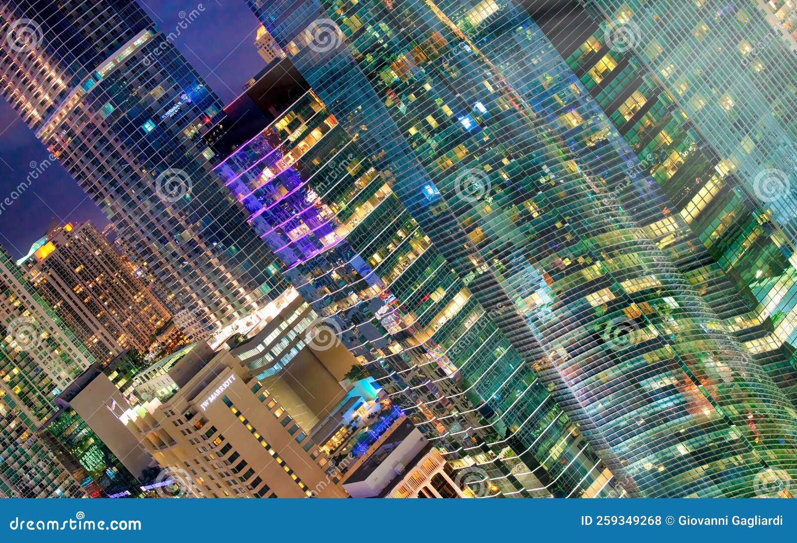 MIAMI, FL - MARCH 28, 2018: Downtown Miami Skyscrapers and Reflections ...