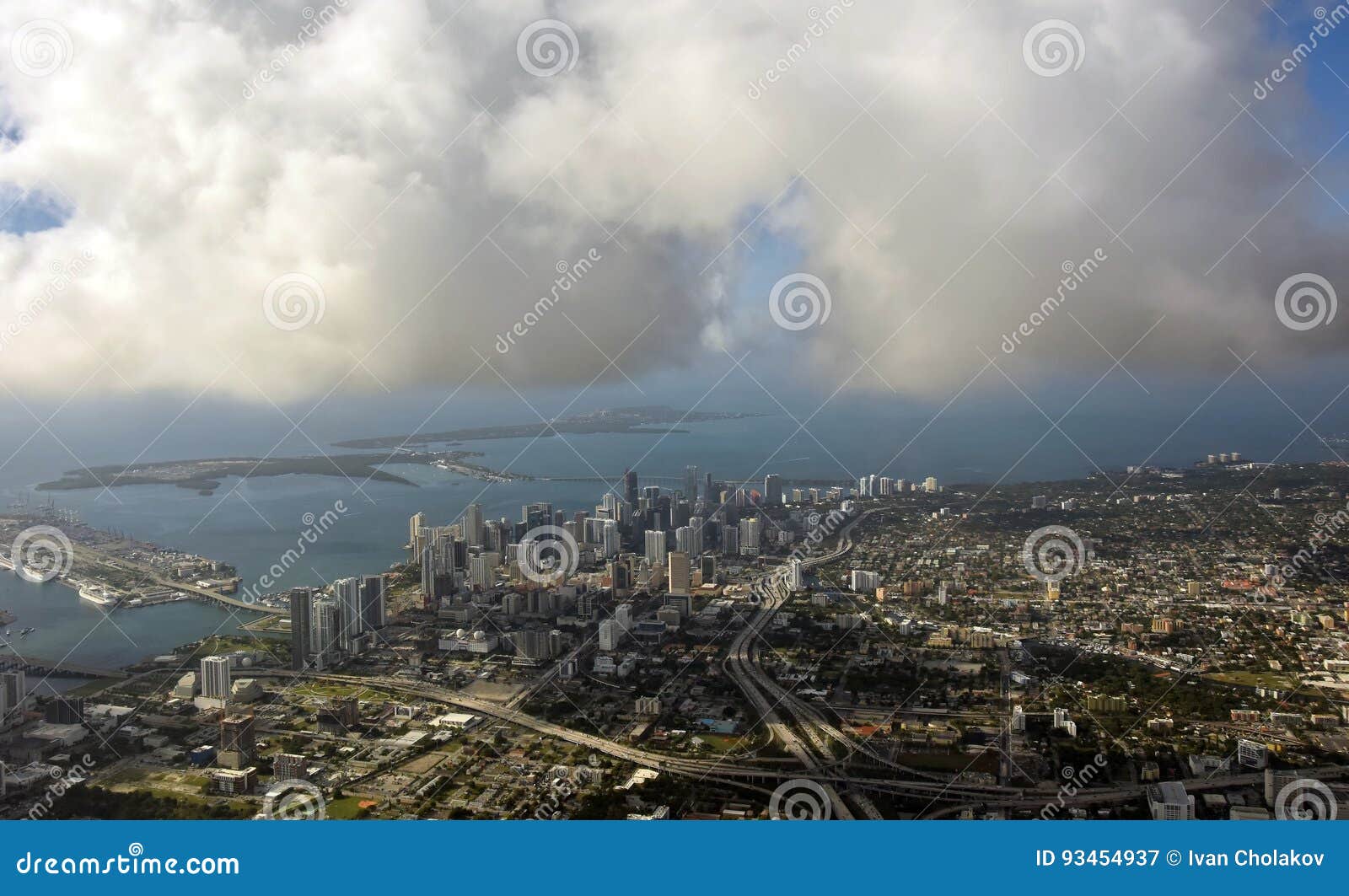 Miami, Florida from the Air Stock Image - Image of cityscape, downtown ...