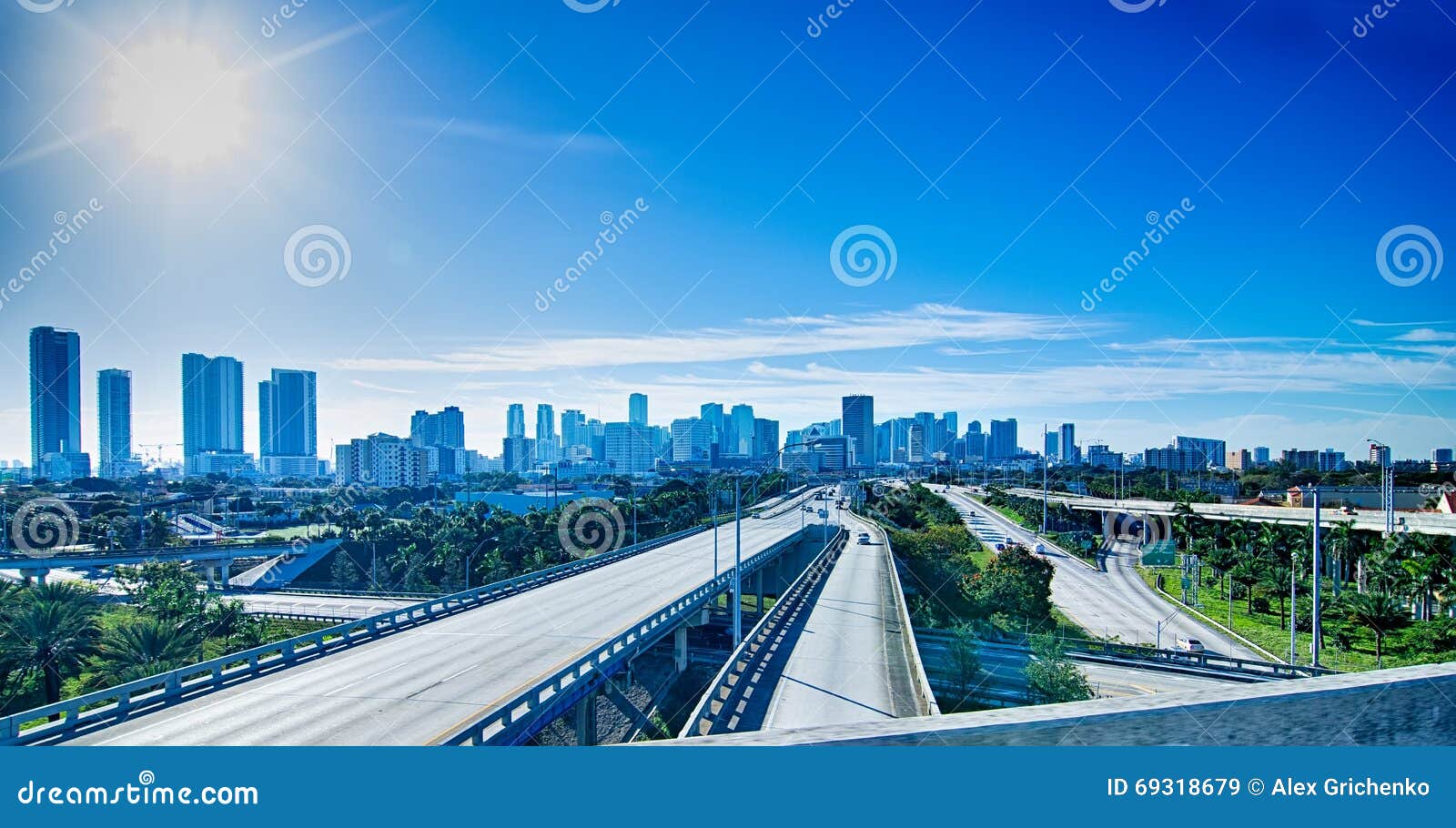 Miami Florida City Skyline and Streets Editorial Stock Image - Image of ...