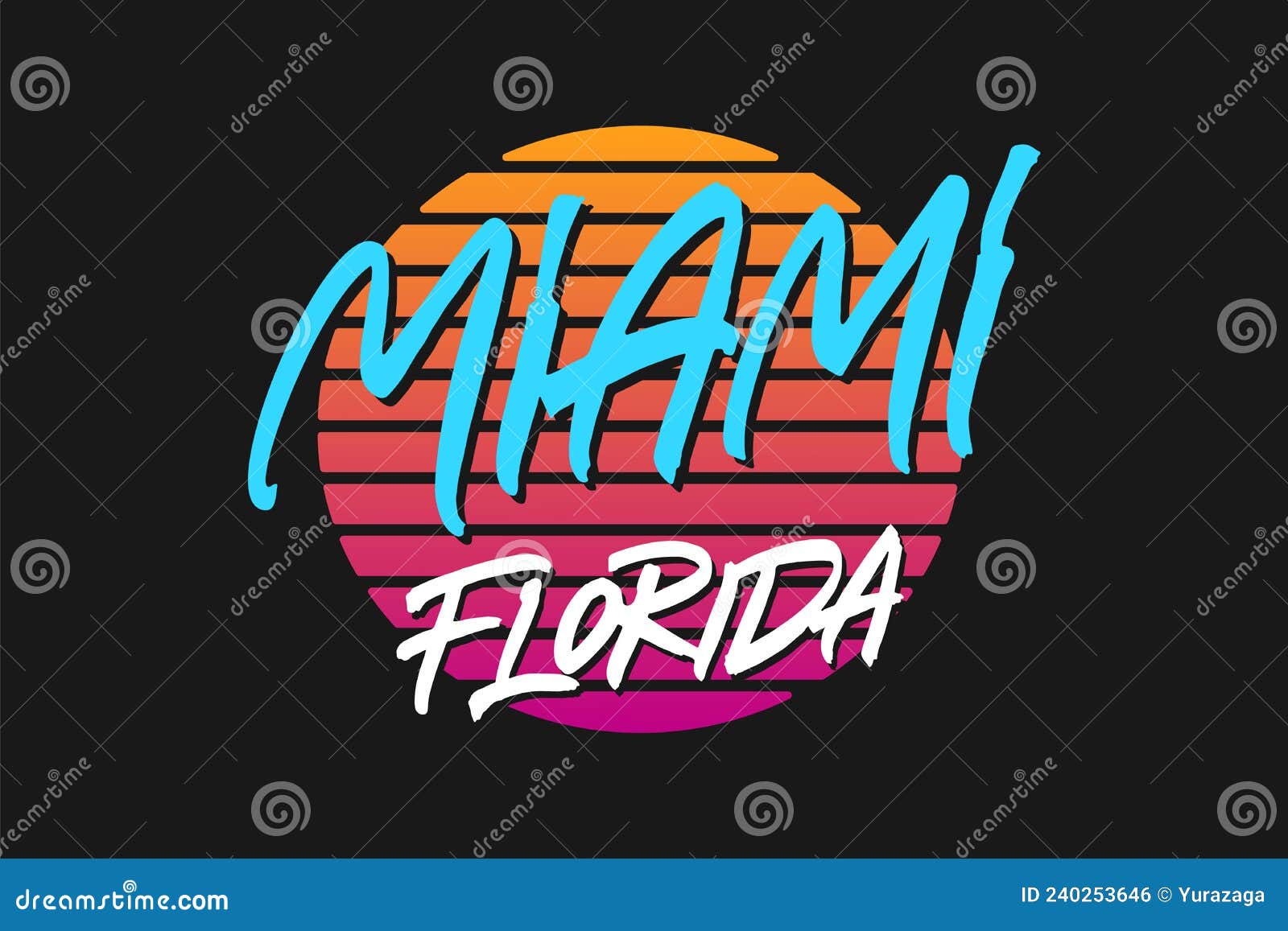 Miami Florida Lettering Design Stock Vector - Illustration of letter ...