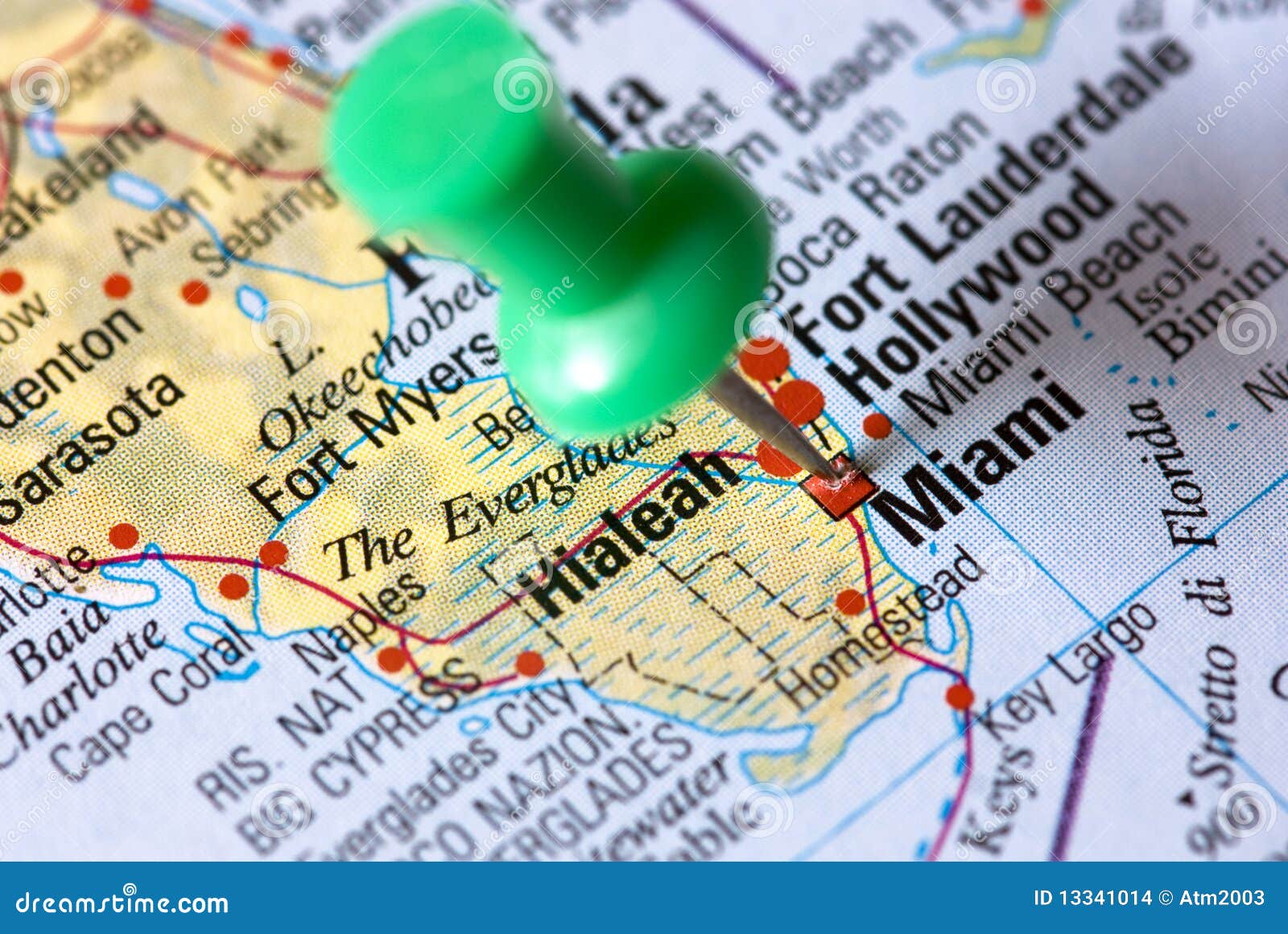 Miami - Florida - no mapa foto de stock. Imagem de geografia - 13341014