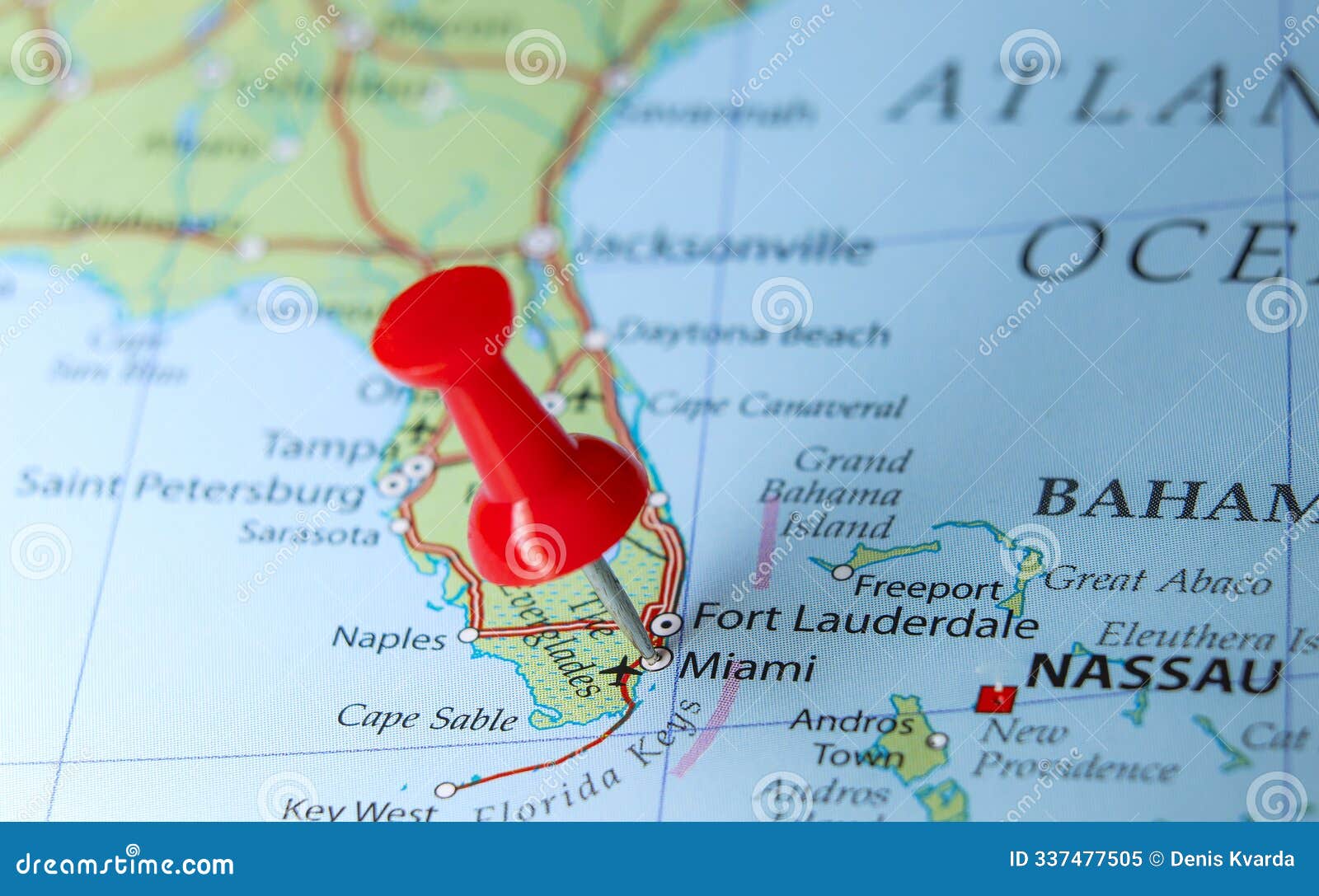 Miami, Florida pin on map stock image. Image of city - 337477505