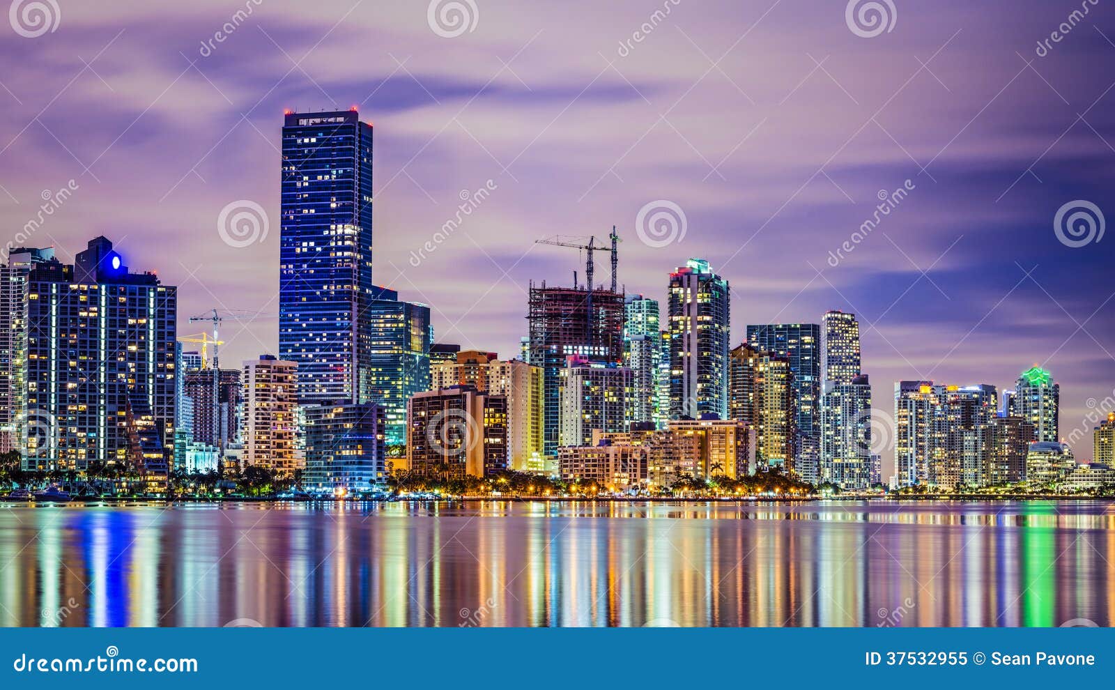 Miami Florida Skyline stock image. Image of dark, architecture - 37532955