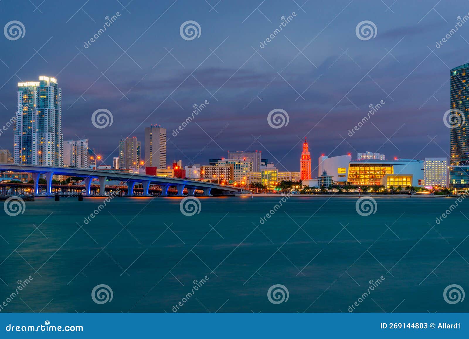 Miami Florida Skyline at Night Stock Image - Image of skyscraper ...