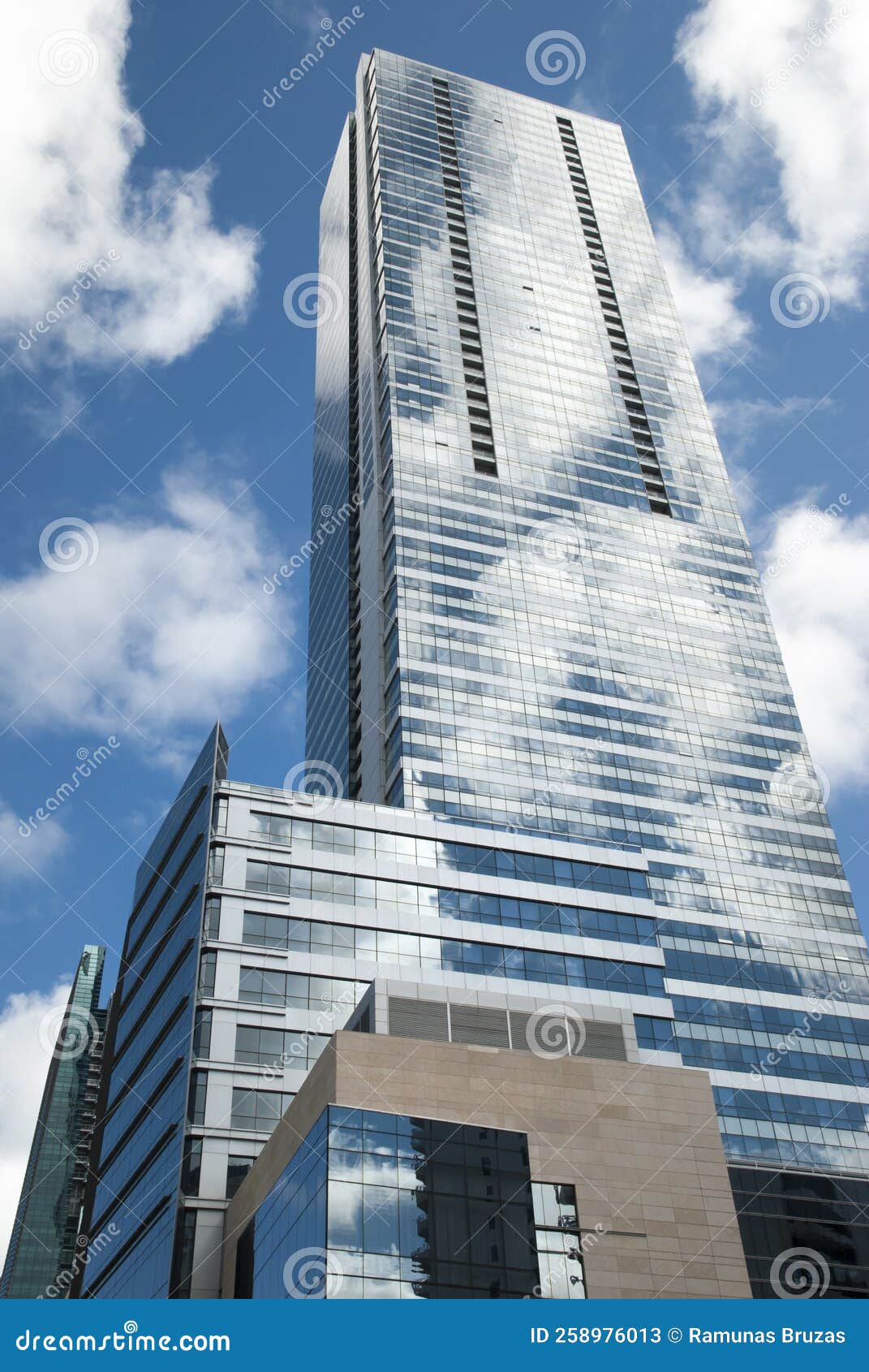 Miami Glass Covered Skyscraper with Clouds Stock Image - Image of ...