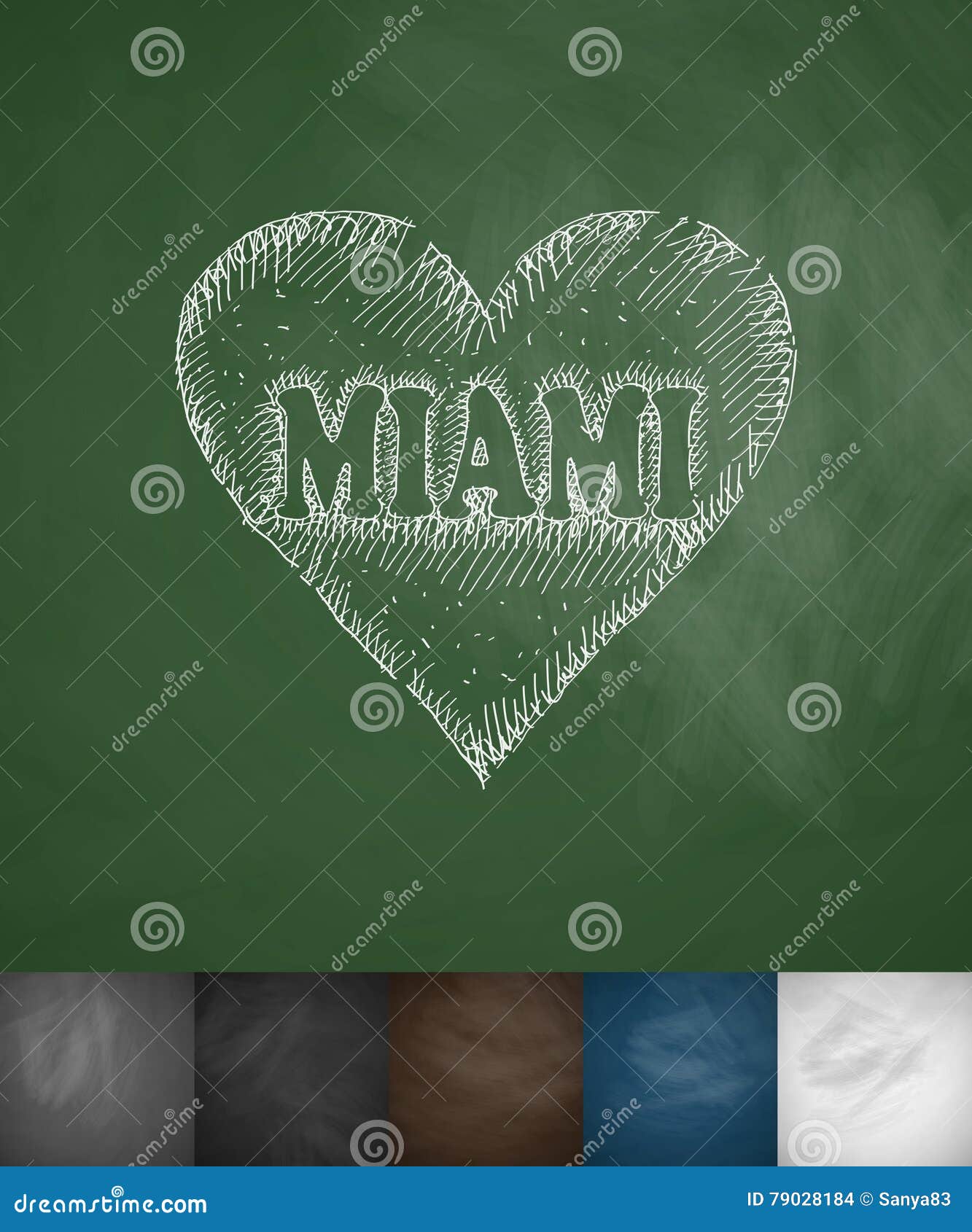 MIAMI in Heart Icon. Hand Drawn Vector Illustration Stock Vector ...