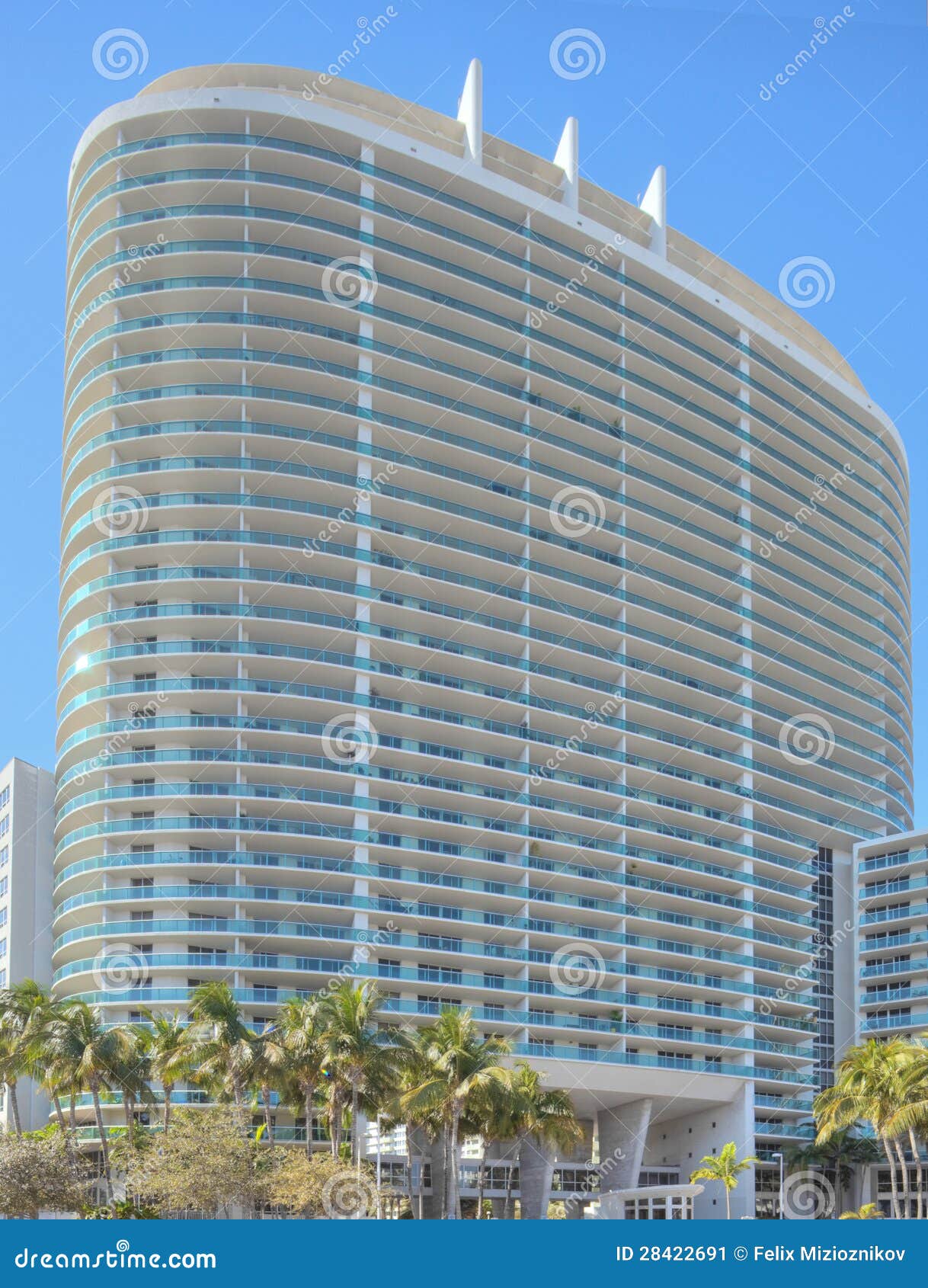Miami High-rise Condominium Stock Image - Image of tree, color: 28422691