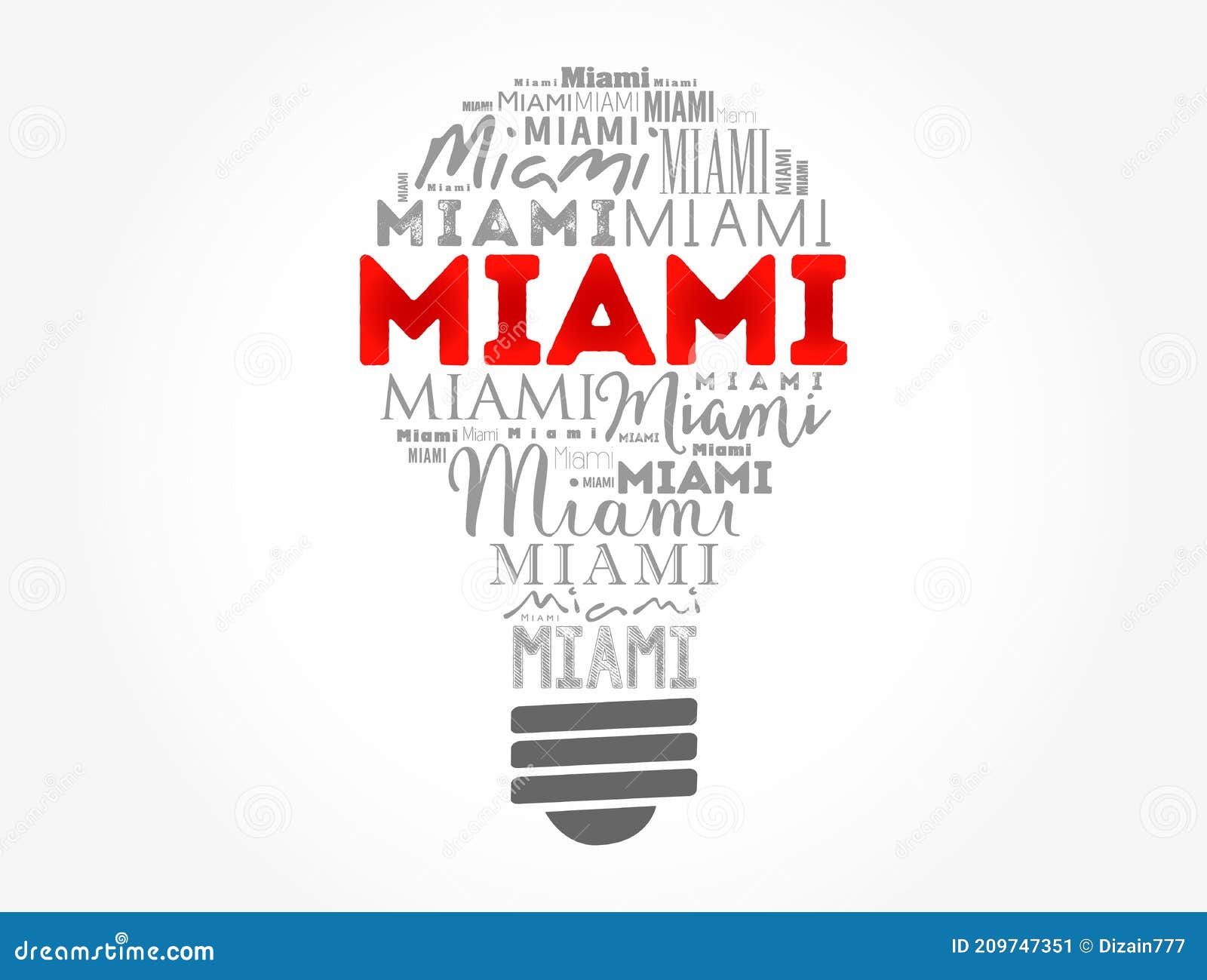 Miami Light Bulb Word Cloud, Travel Concept Background Stock ...