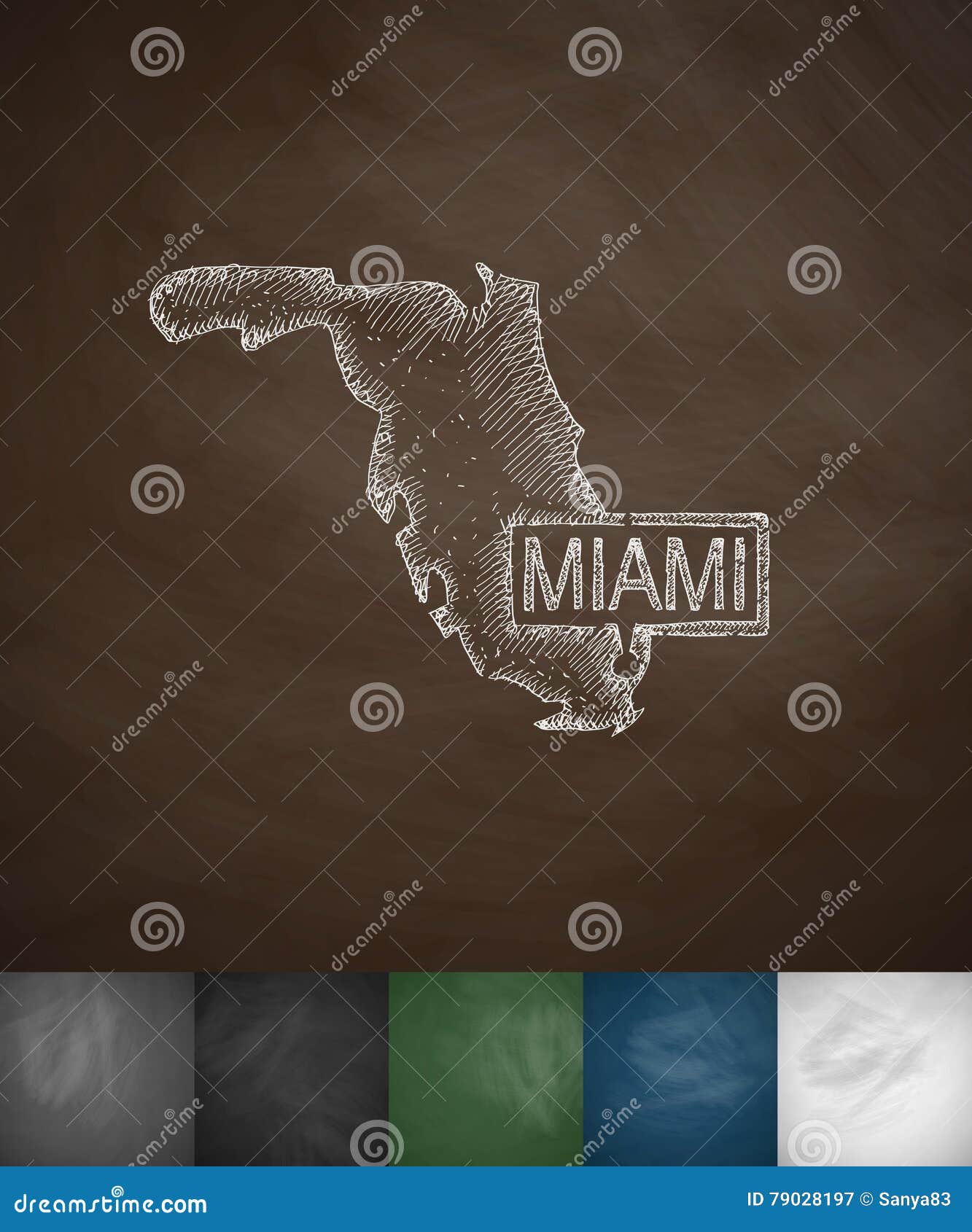 Miami Map Icon. Hand Drawn Vector Illustration Stock Vector ...