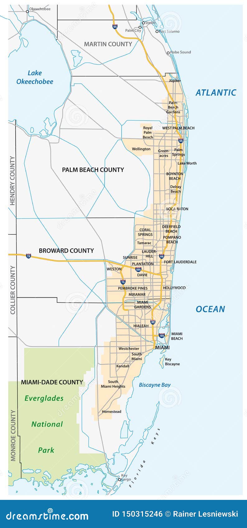 Miami Metropolitan Area or Greater Miami Area Map Stock Vector ... Miami Metropolitan Area or Greater Miami Area Map Stock Vector ...