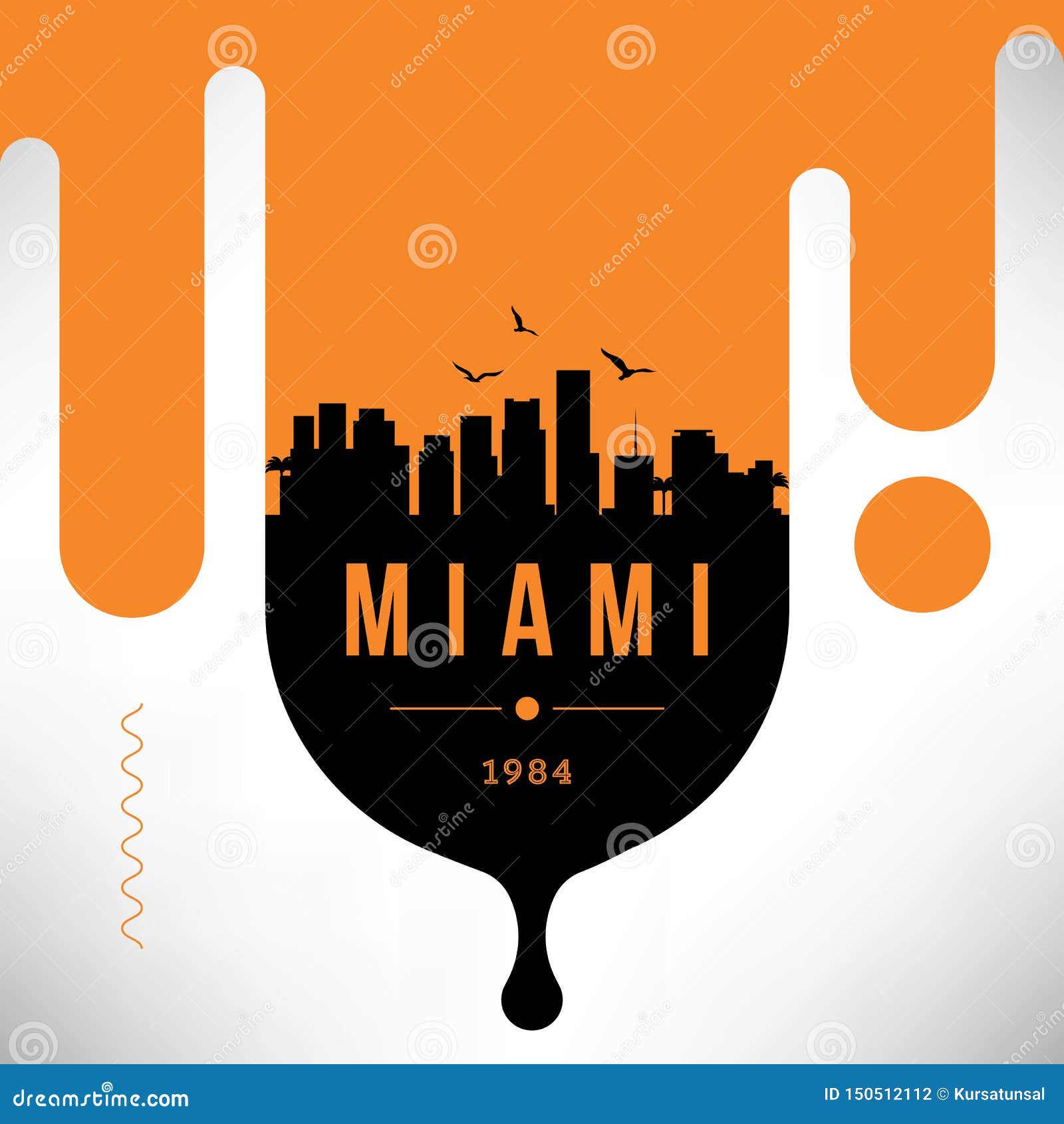 Miami Modern Web Banner Design with Vector Skyline Stock Illustration ...