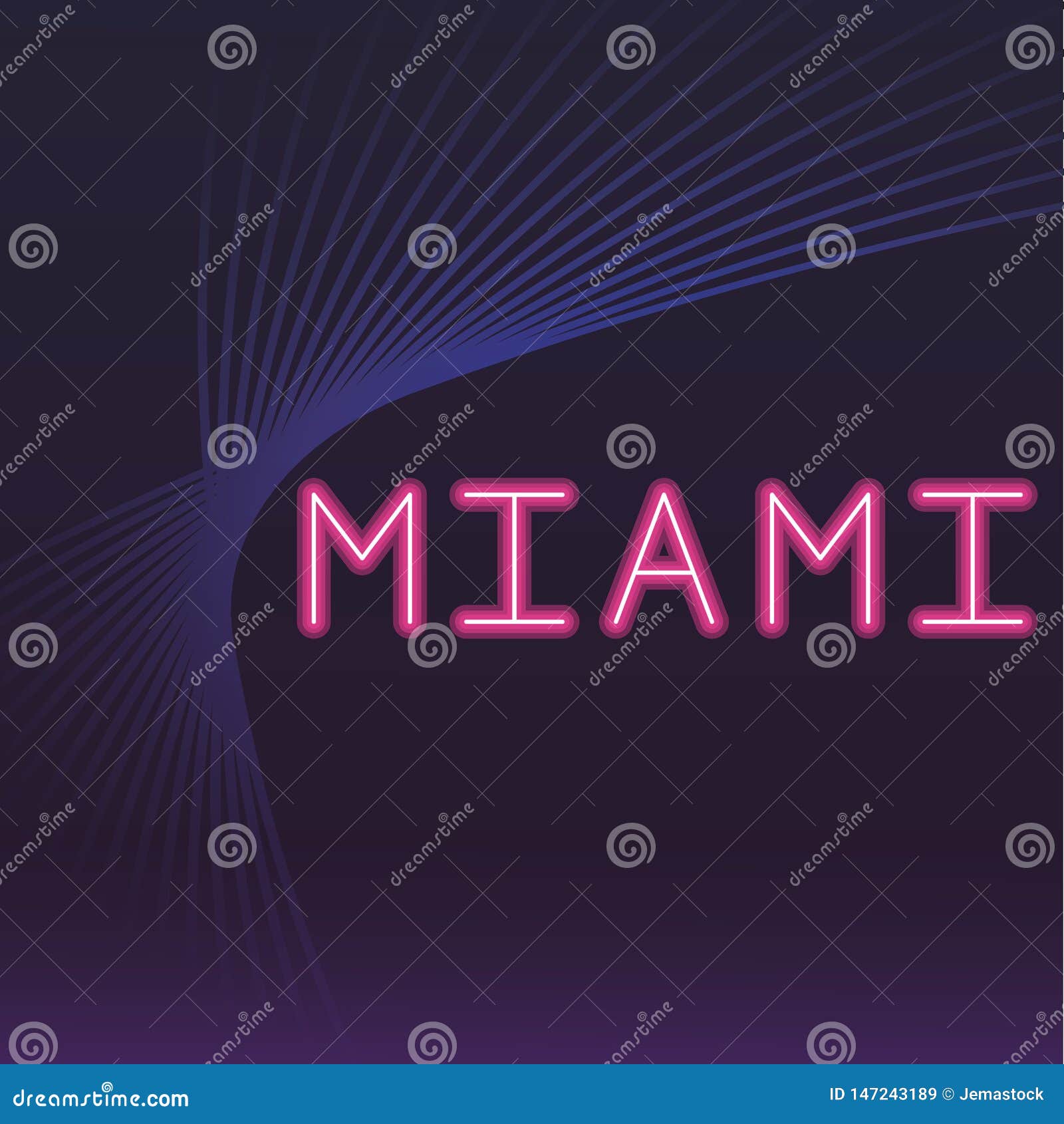 Miami Neon Sign. Bright Light Signboard. Cartoon Vector | CartoonDealer ...