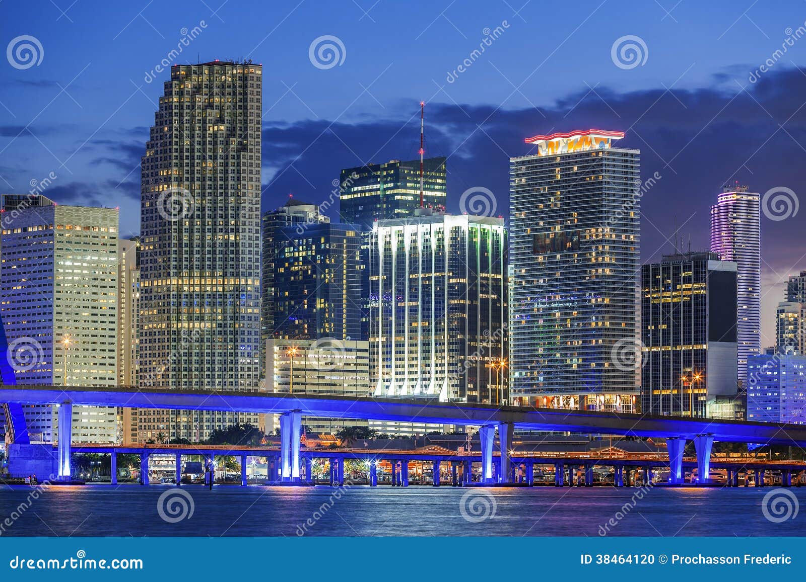 Miami by night stock photo. Image of beautiful, night - 38464120