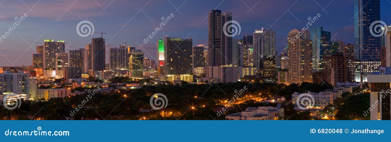 Miami Night Panorama stock photo. Image of miami, cityscape - 6820048
