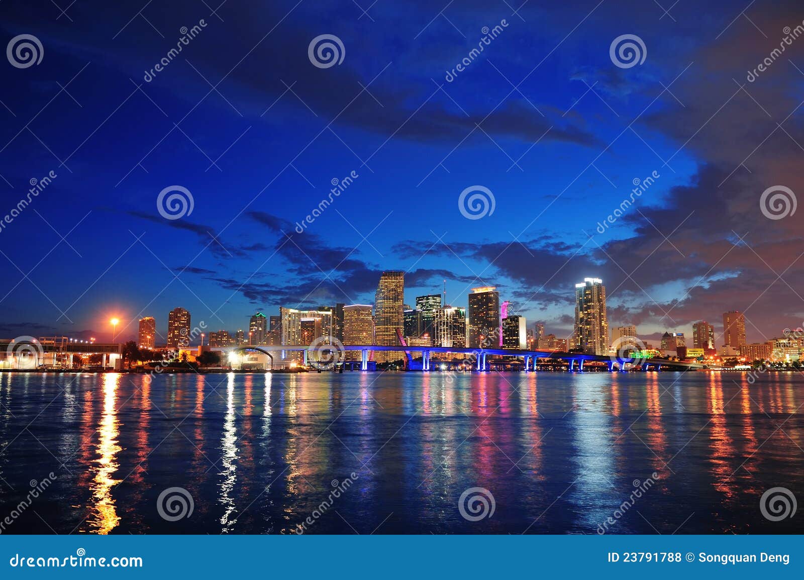 Miami night scene stock photo. Image of florida, reflecting - 23791788