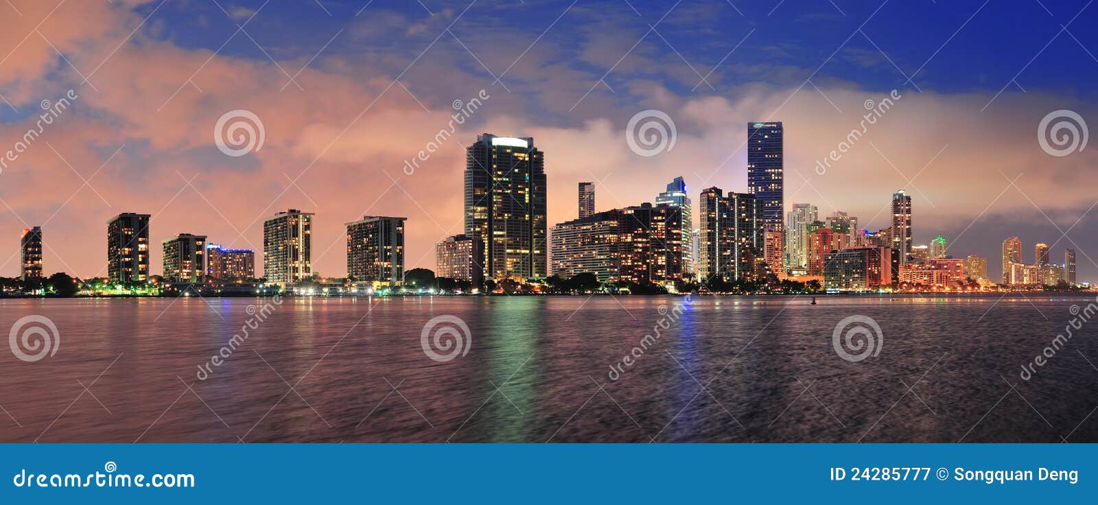 Miami night scene stock image. Image of office, florida - 24285777