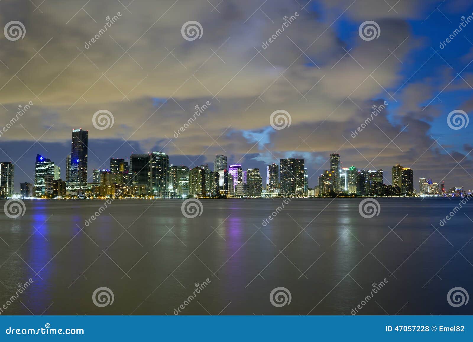 Miami at night stock photo. Image of skyline, miami, oceanfront - 47057228