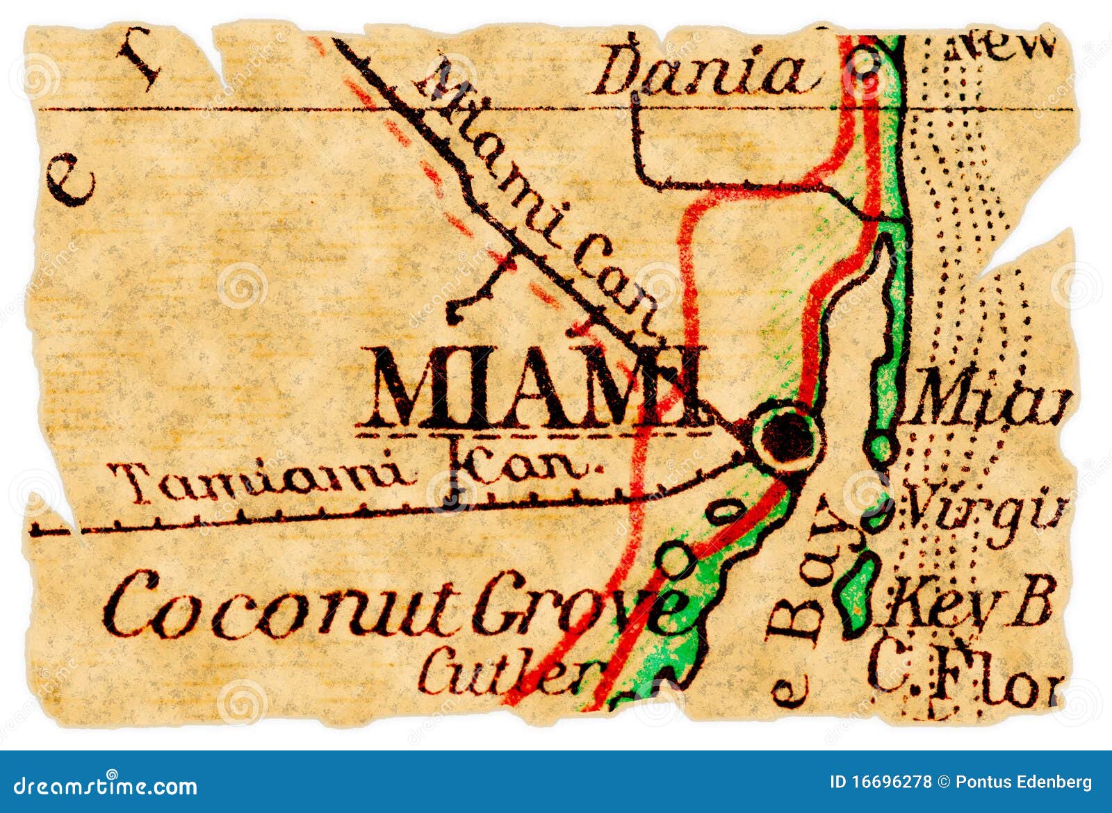 Miami old map stock photo. Image of city, white, grove - 16696278