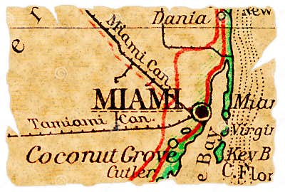 Miami old map stock photo. Image of city, white, grove - 16696278