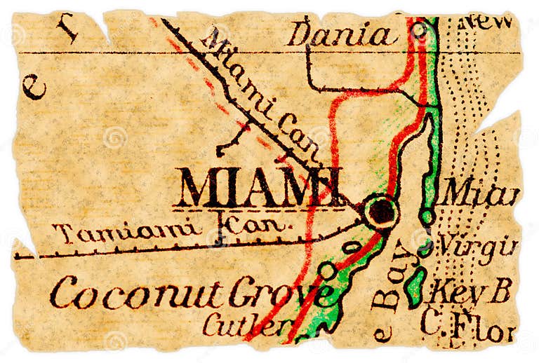 Miami old map stock photo. Image of city, white, grove - 16696278