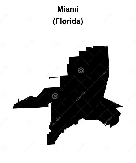 Miami outline map stock vector. Illustration of territory - 357253733