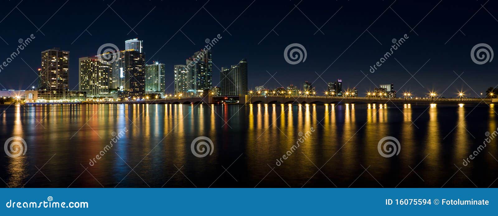 Miami Panoramic Skyline with Venetian Causeway Stock Photo - Image of ...