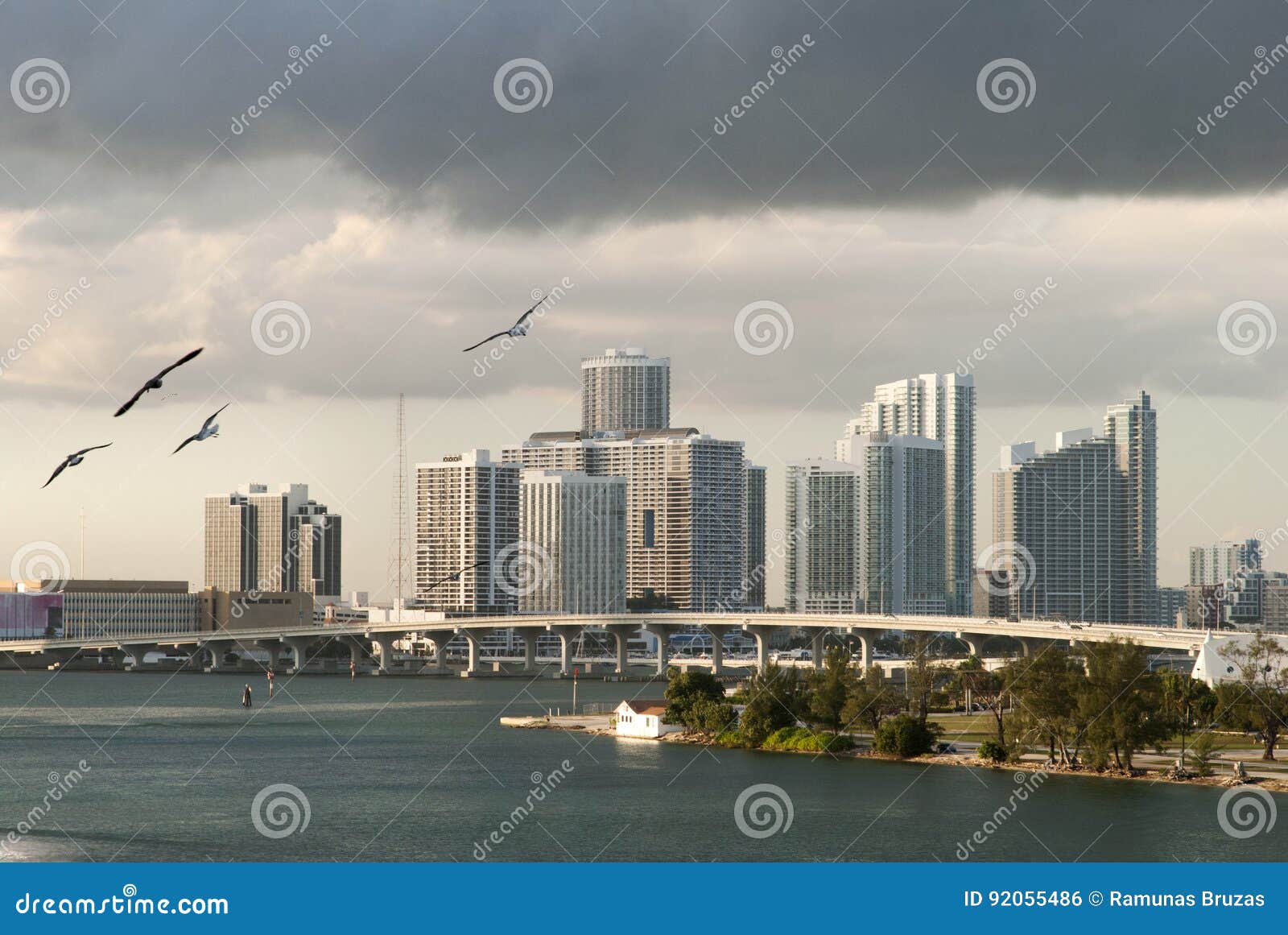Miami Rainy Sky stock photo. Image of city, rainy, miami - 92055486