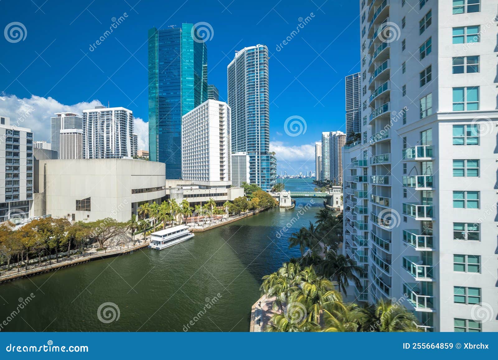 Miami River Waterfront Scenic View Stock Image - Image of dade ...