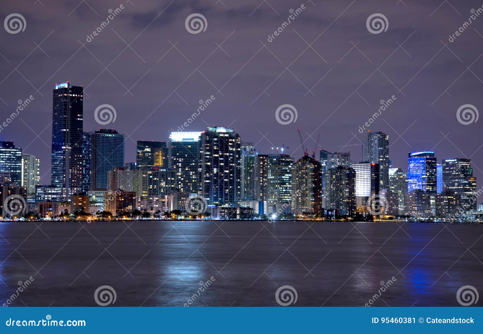 Miami skyline by night stock image. Image of illuminated - 95460381