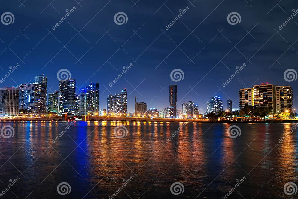 Miami Skyline. Panoramic View of Miami Skyline and Coastline. Stock ...