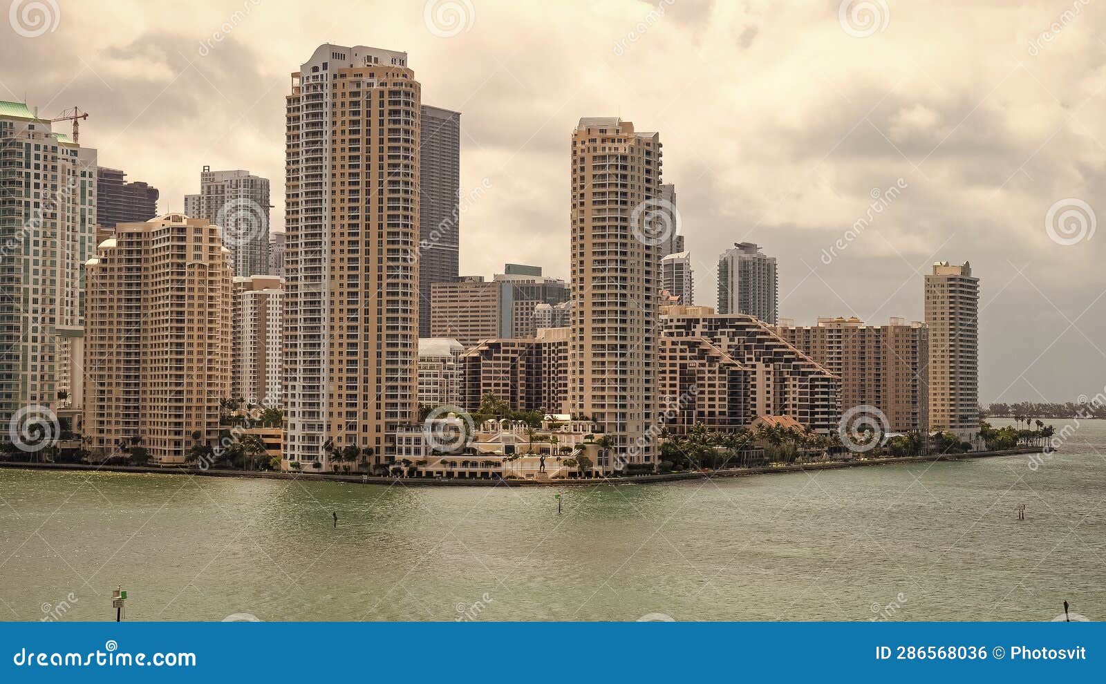 Miami Skyline Skyscraper High Building with Cityscape View. Horizon ...