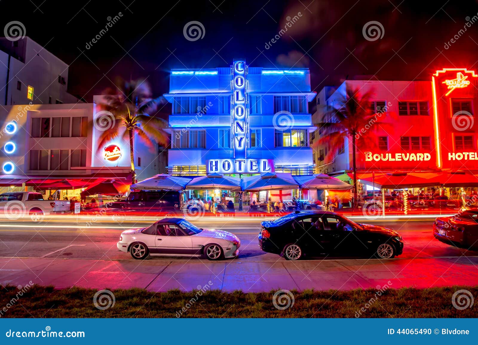 Miami South Beach Night Neon Editorial Image - Image of palm, beach ...