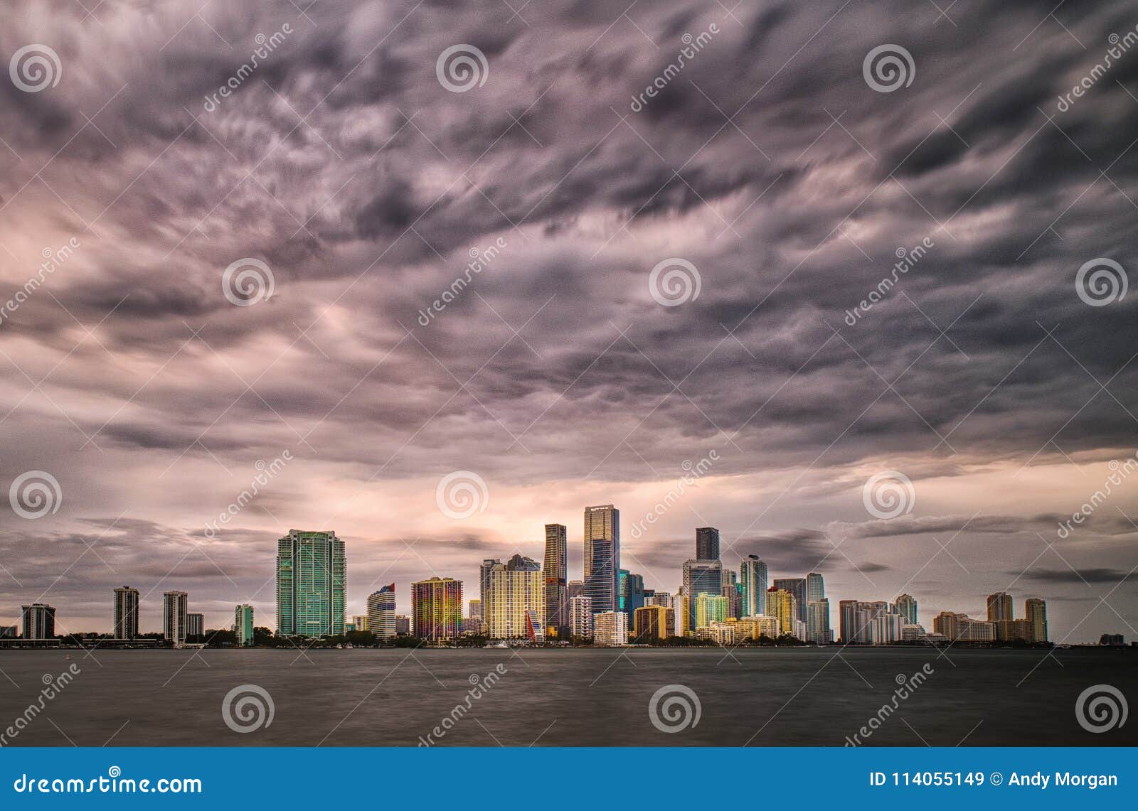 Miami Storm Clouds stock image. Image of water, skyline - 114055149